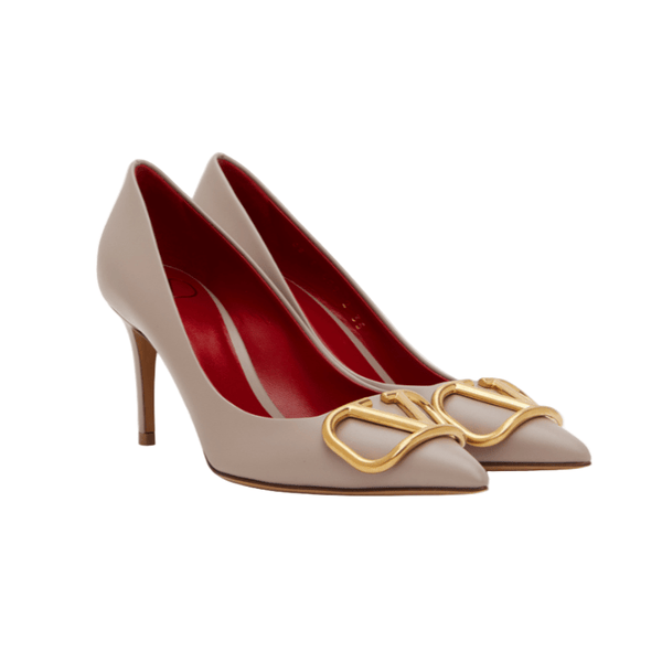 Valentino Taupe V Heels - High Heels - BEAUTY BAR – Beauty BAR